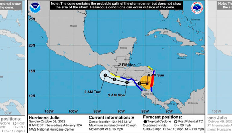 El huracán Julia se degradaría a tormenta tropical en unas horas