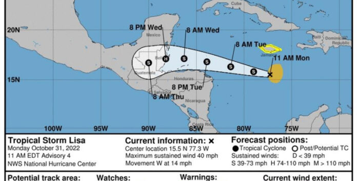 Lisa puede ser huracán frente a las islas de Honduras y Belice