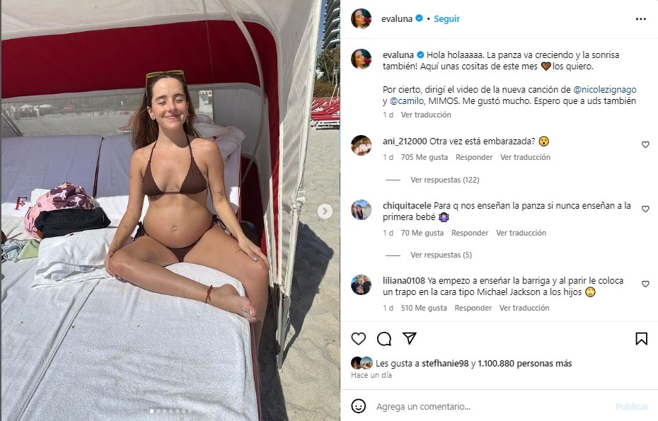 Evaluna presume su embarazo con diminuto bikini