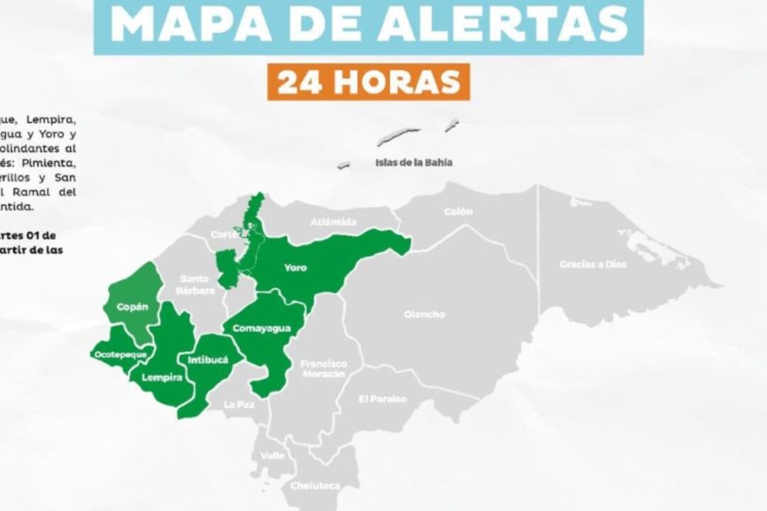 Copeco emite alerta verde en seis departamentos de Honduras