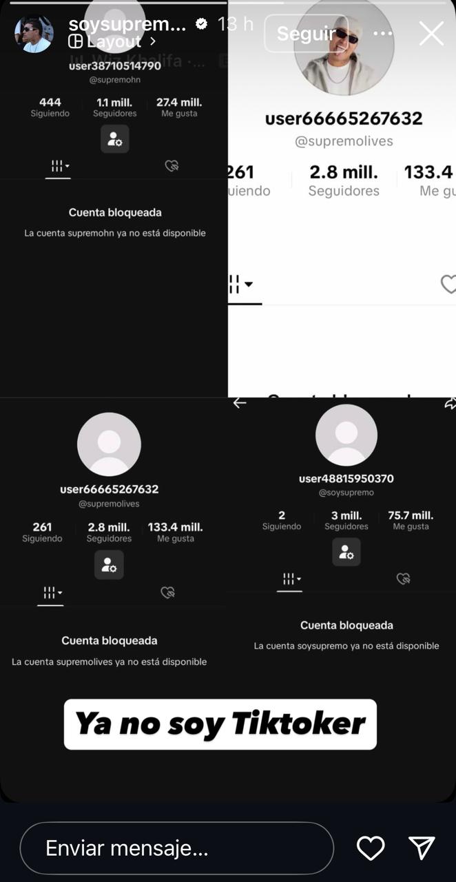 Supremo pierde sus cuentas de TikTok con millones de seguidores ¿qué pasó?